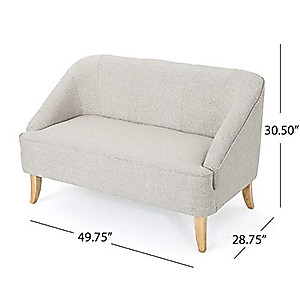 Christopher Knight Home Justus Mid-Century Modern Fabric Loveseat, Beige / Natural