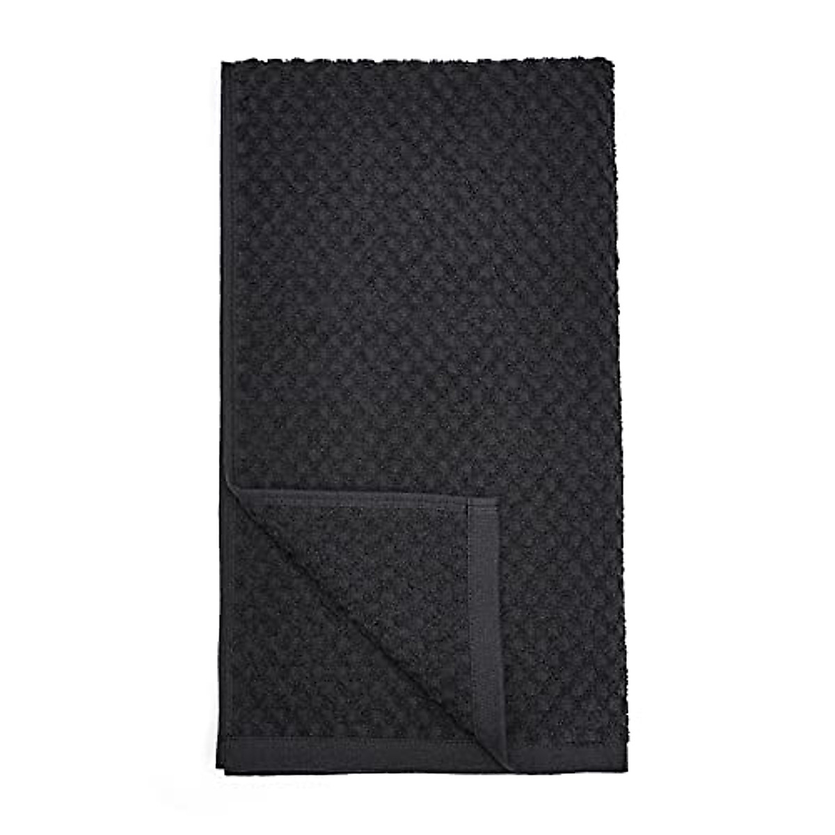 Amazon Basics 100% Cotton, Soft & Absorbent, Popcorn Texture Terry Kitchen Dish Towels, 28"L x 16"W, Black, Pack of 8