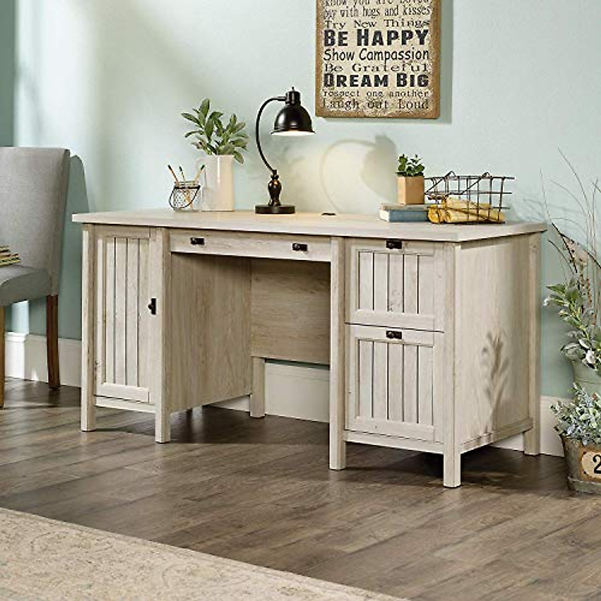Sauder Costa Computer Desk, Chalked Chestnut finish