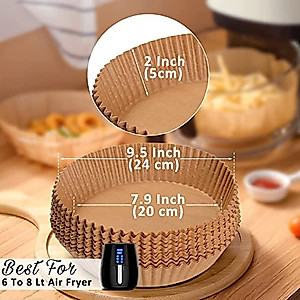 Raytrade 100 Pcs Air Fryer Liners with Wooden Tong, 7.9 Inch Disposable Air Fryer Paper Liners Silicon Coated Oil & Water-Proof Air Fryer Paper Liners, BPA Free Airfryer Liners for Safe & Healthy Food