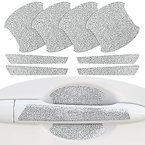 Ourzop 8Pcs Car Door Handle Sticker,Silver Bling Cup Scratches Protector Door Handle Side Sticker Scratch Protector Door Handle Paint Scratch Protection Protective Film
