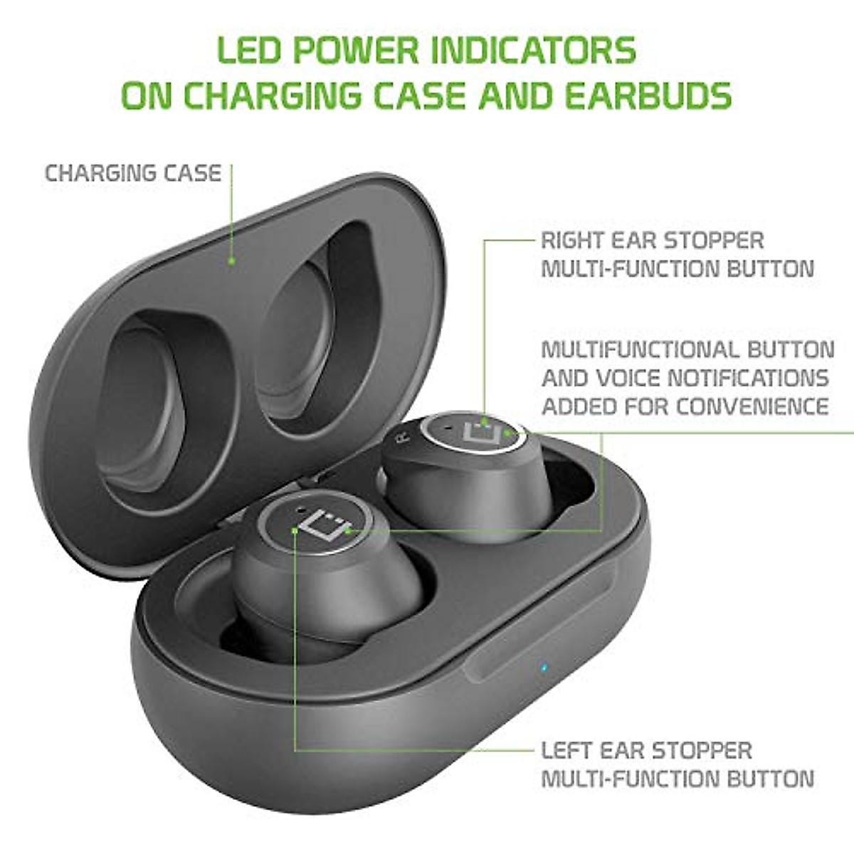 Wireless V5 Bluetooth Earbuds Compatible with Microsoft Surface Pro 7 with Charging case for in Ear Headphones. (V5.0 Black)