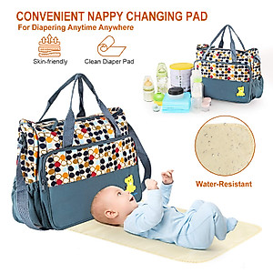 5PCS Diaper Bag Tote Set - Baby Bags for Mom (Gray)
