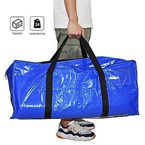 Amlsalm 4 Pack Extra Large Moving Bags with Zippers & Carrying Handles, Vacuum Compression Storage Bags, Heavy-Duty Storage Tote for Space Saving Moving Storage, Waterproof Multi-use Tool Tote Bag