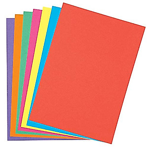 Baker Ross AV534 A5 Rainbow Colored Card - Pack of 50, 220gsm Perfect for Children's Art & Craft Activities, assorted