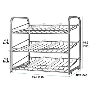 AIYAKA Can Rack Organizer, 3 Tier Stackable Can Storage Dispenser, for Food Storage, Kitchen Cabinets or Pantry, Storage for 36 Cans, Silver