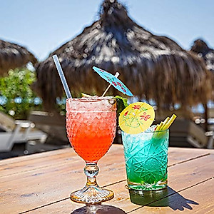 Drink Umbrellas Cocktail Picks Hawaiian Multi Color Drink Umbrellas Tropical Parasol Umbrella Cupcake Topper for Party Supplies (24 Pieces)