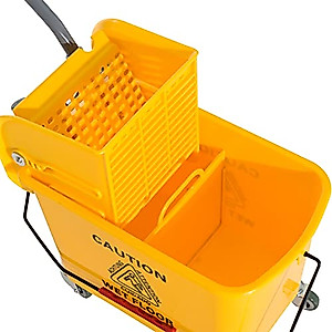 HOMCOM 5 Gallon Rolling Janitorial Cleaning Mop Bucket Commercial Restaurant with Down Press Wringer
