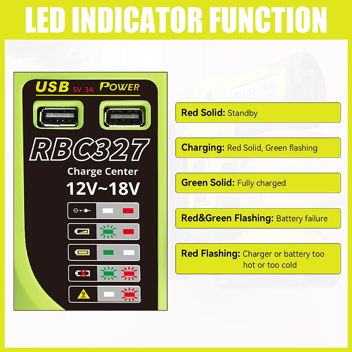 VANON Upgrade to 18V 6.5Ah P108 Battery + P117 Fast Charger Dual Chemistry IntelliPort Replacement for Ryobi 18Volt Battery and Charger Lithium ion Batería Combo Pack