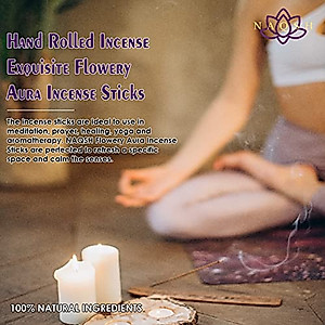 NAQSH Masala Incense Sticks 125gm - 6x20 Pack, Total 120 Sticks 100% Organic Hand Rolled Natural Fragrances with Free Wood Holder for Aromatherapy & Meditation, Yoga, Positivity & Relax (Rose)