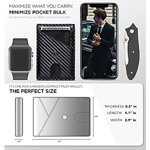 Suavell Slim Wallets for Men. RFID Money Clip Wallet, Slim Wallet, Thin Front Pocket Credit Card Wallet, Minimalist Bifold (Captain Black Pilot)