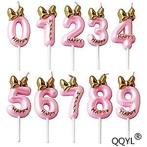 QQYL Pink 2 Candle Birthday Girl,Purple Second 2nd Birthday Candle Girl for Cake Topper, Number 2 Cake Topper Gold, 2th Birthday Party Decoration (08 Number 2)