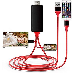 [Apple MFi Certified] Lightning to HDMI Cable Adapter Compatible with iPhone, 1080P Digital Sync Screen Audio&Video Adapter with Charge Port Connector to HD TV/Projector/Monitor Support OS