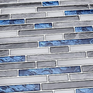 Art3d Peel & Stick Brick Kitchen Backsplash Self-Adhesive Wall Tile Stone Design, 10 Sheets, Blue Marlbe, 30 * 30cm (A17086P10)