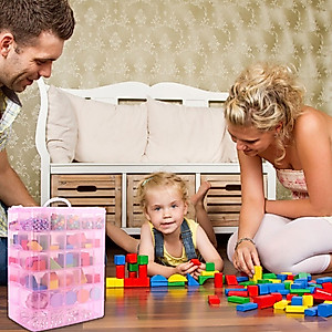 ACXFOND 6-Tier Stackable Storage Container Bead Organizer Box 60 Adjustable Compartments for Arts and Crafts, Toy, Fuse Beads, Washi Tapes, Beauty Supplies, Sewing Storage (Pink)