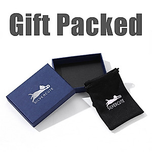 SILVERCUTE Cat Jewelry Set 925 Sterling Silver Gold Plated Cat on the Moon Stud Earrings Necklace Stacking Ring for Women