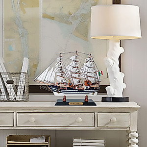 SAILINGSTORY Wooden Model Ship Amerigo Vespucci 1/300 Scale Replica Ship Model Sailboat Decor