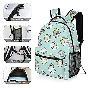 Cute Cockatiel Birds Travel Backpack Casual Sports Bag Oxford cloth suitable For Study Shopping traveling camping