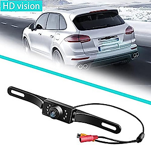BESULEN Car License Plate Reverse Backup Camera, 8 LED Waterproof Back Up Camera, 720P Clear Night Vision Car Rear View Camera, Car Accessories Universal Reverse Rearview Cam for Vehicle SUV Pickup
