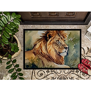 Caroline&#039;s Treasures DAC2951JMAT Lion Doormat Front Door Mat Indoor Outdoor Rugs for Entryway, Non Slip Washable Low Pile, 24H X 36W