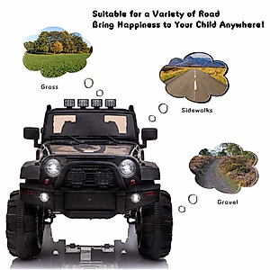 OTTARO Kids Electric Car Ride on Car Truck, Battery Kids Car w/Parent Remote Control, 12V Battery Powered Electric Car for Kids, 3 Speeds,Spring Suspension, MP3 Player (Black)