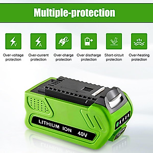 OHYES BAT 2Packs 40V 6000mAh Lithium-ion Replacement Battery Compatible with Greenworks 40V Battery G-MAX Power Tools 29252 20202 22262 25312 25322 20642 22272 27062 29462 29472 Tools(NOT for Gen 1)