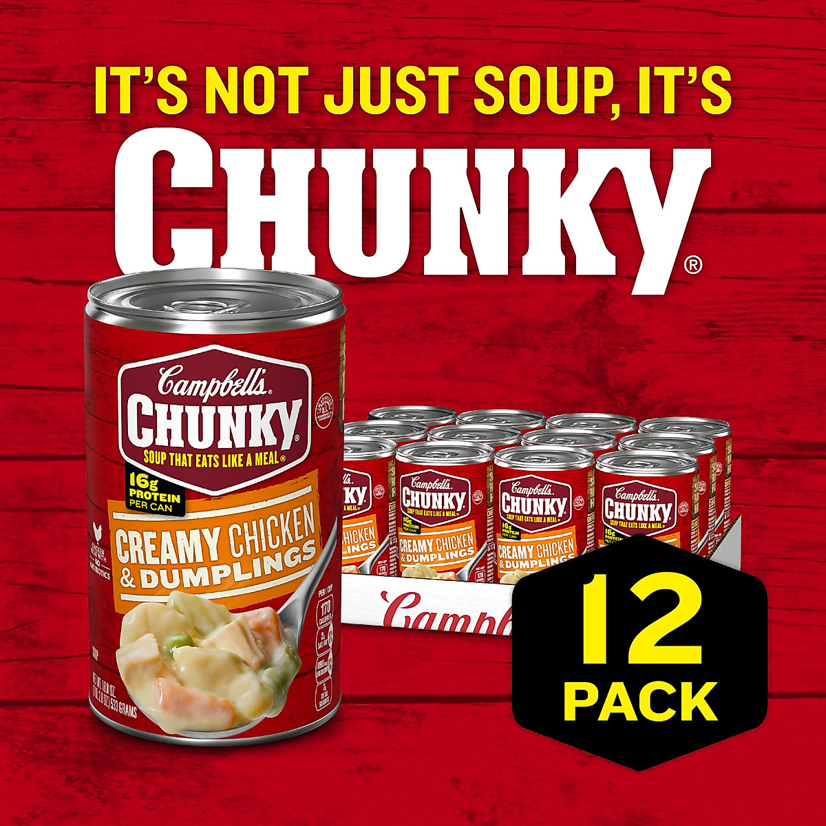 Campbell's Chunky Soup, Creamy Chicken and Dumplings Soup, 18.8 Oz Can (Case of 12)