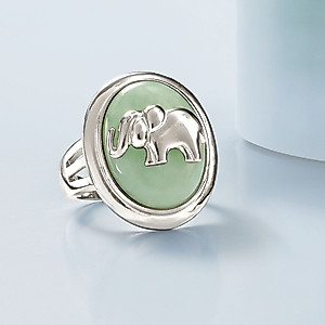Ross-Simons Jade Elephant Ring in Sterling Silver. Size 7