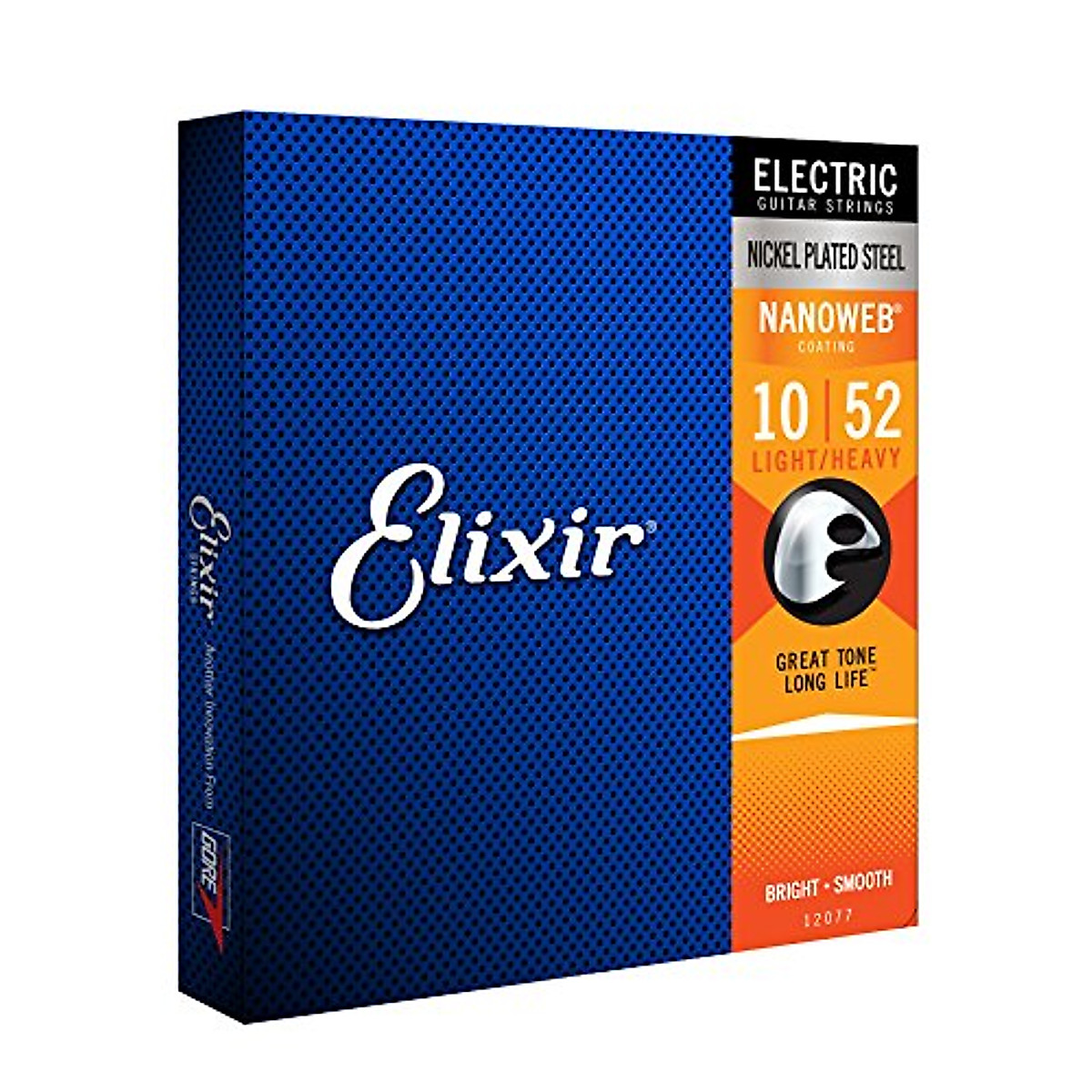 Elixir Strings, Electric Guitar Strings, Nickel Plated Steel with NANOWEB Coating, Longest-Lasting Bright Tone with Comfortable Feel, 6 String Set, Light/Heavy 10-52