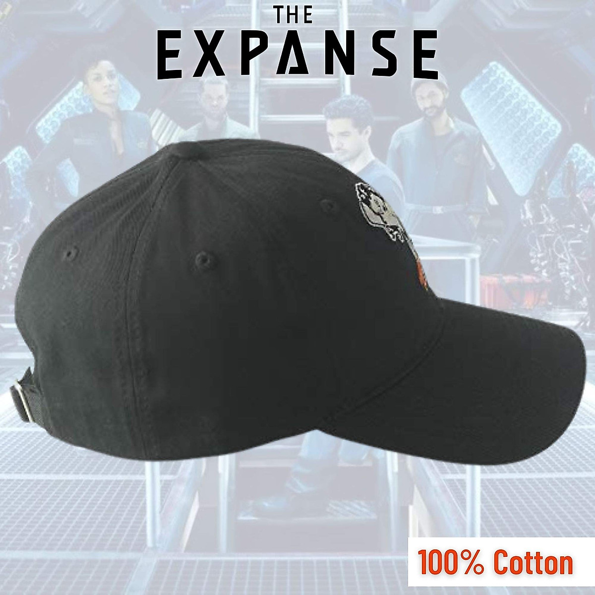 Amazon Studios The Expanse Rocinante Cotton Adjustable Dad Hat with Curved Brim, Black, One Size