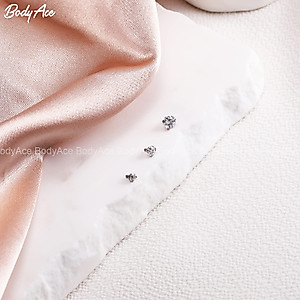 BodyAce 14G 10-12Pcs Surgical Steel Dermal Anchor Tops, Internally Threaded Dermal Piercing Jewelry Base, Cubic Zircon Implant Skin Piercing Kits (4mm Dermal Tops)