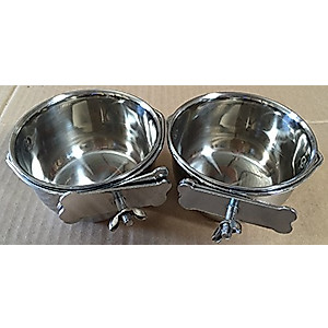 Mcage 2 of Versatile Stainless Steel Coop Cups for Pet and Animal Cages (4")