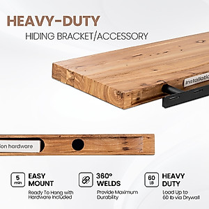 Fun Memories 36 Inch Floating Shelves Set of 2, 9.3" Deep Solid Elm Wood Floating Display Shelves, Wall Decor Shelves with Invisible Heavy-Duty Metal Bracket for Living Room Bedroom Kitchen, Natural