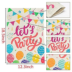 WATINC 2Pcs Happy Birthday Garden Flags Let’s Party Burlap Yard Signs Vertical Double Sided Readable Birthday Cake Banner Poster Party Decorations Supplies for Indoor Outdoor Lawn 12.3 x 18.5 Inch