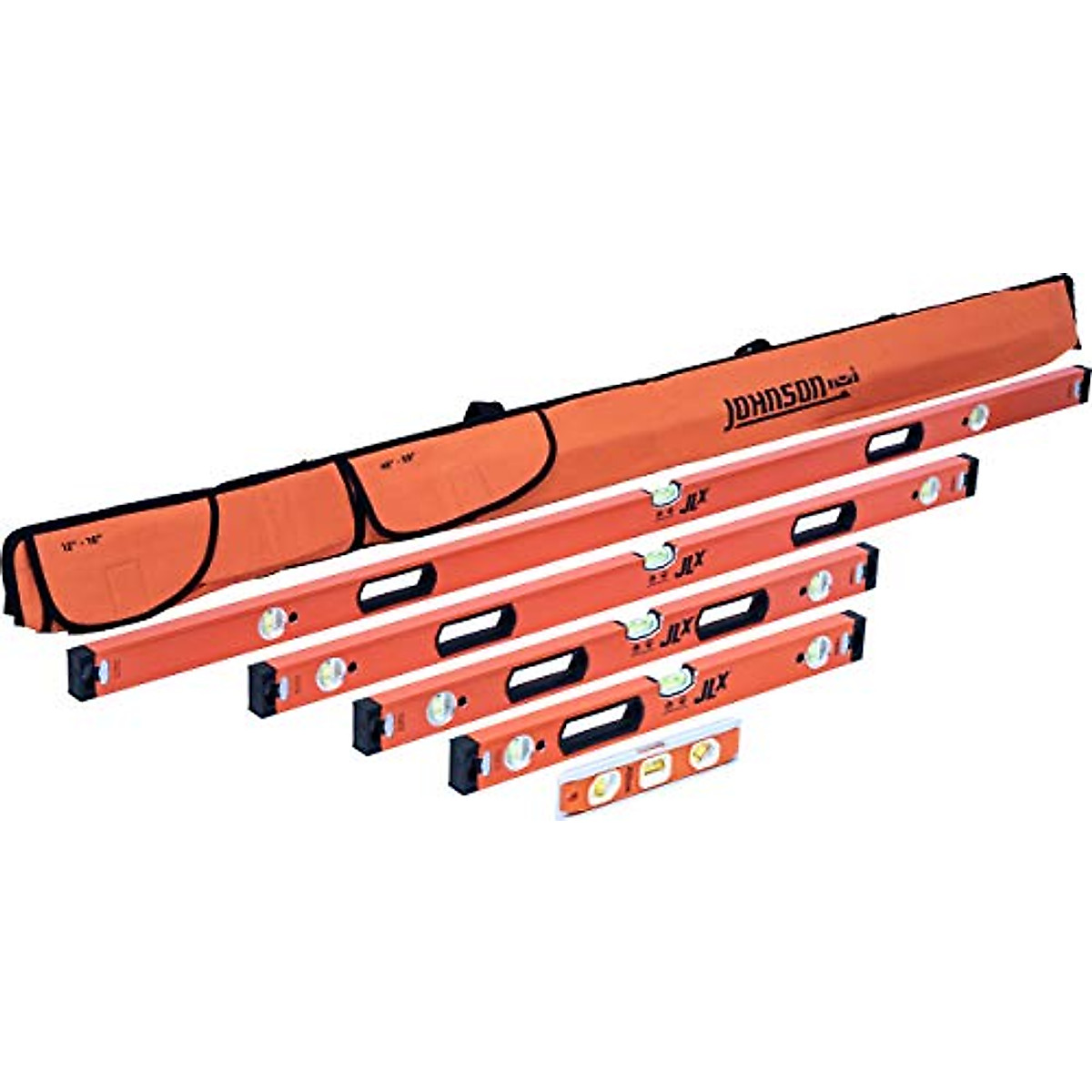 Johnson Level & Tool 5772-S JLX Heavy Duty 6 Piece Box Level Set, 72", Orange, 1 Level Set