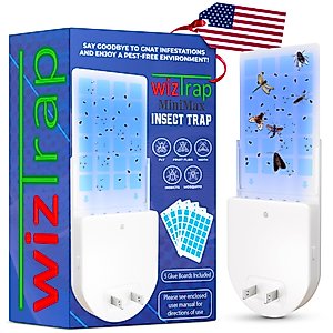 WizTrap MiniMax Plug in Fruit Fly Traps for Indoors! A Flying Insect Trap with UV LED Bulbs & 5 Glue Board Refills! Gnat Trap Used as a Fruit Fly Killer, Indoor Fly Trap, Mosquito Trap, Gnat Killer!