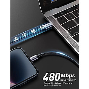 UGREEN USB C to Lightning Cable 6FT - MFi Certification Lightning Cable Compatible with iPhone 14/14 Pro/14 Pro Max, iPhone 13/12/11/X/XR/XS/8 Series, iPad 9, AirPods Pro, and More