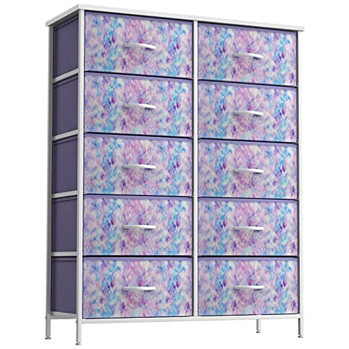 Sorbus Kids Dresser with 10 Drawers - Storage Unit Organizer Chest for Clothes - Bedroom, Kids Room, Nursery, & Closet - Steel Frame, Wood Top & Handles, and Easy Pull Fabric Bins