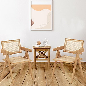 UJOYPAD Rattan Accent Chairs Set of 2,Mid Century Rattan Dining Chairs W/Bamboo Frame,High Back Lounge Armchair W/Anti-Slip Foot Pads,Rattan Side Chair for Dining Room,Living Room,Bedroom