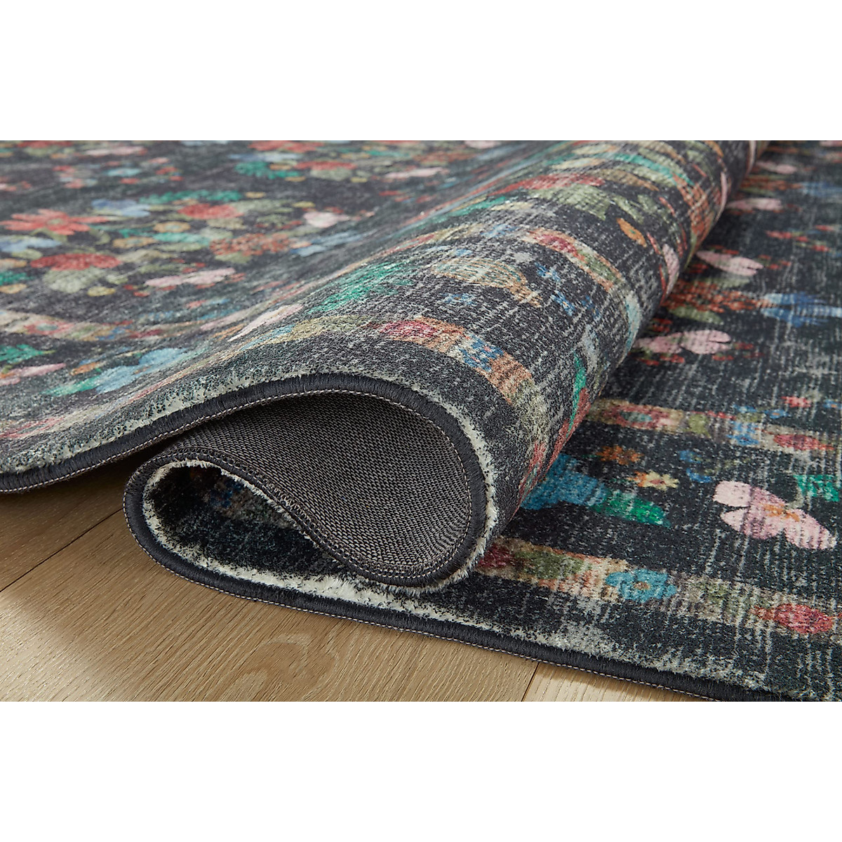 Loloi Rifle Paper Co. x Courtyard Charcoal 2'-3" x 3'-9" Oval Accent Rug