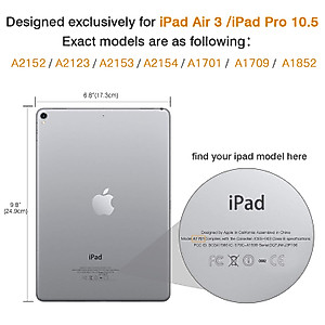 MoKo Case Fit New iPad Air (3rd Generation) 10.5" 2019/iPad Pro 10.5 2017 - Slim Lightweight Smart Shell Stand Cover with Translucent Frosted Back Protector - Space Gray (Auto Wake/Sleep)