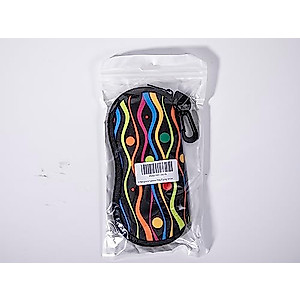 MoKo Sunglasses Soft Case Ultra Light Neoprene Zipper Eyeglass Case with Clip, Zigzag Stripe
