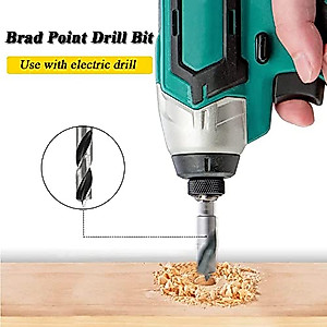 Bestgle 6 Pcs Brad Point Drill Bits(3/8", 5/16", 1/4", 3/16", 1/8", 3/32"), 1/4 Inch Hex Shank HSS Spiral Twist Wood Drill Bit Set for Soft, Hard, Veneered, Laminated Wood MDF Acrylic Woodworking Tool