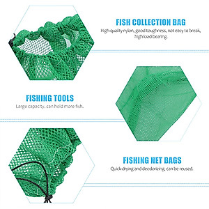 BESPORTBLE 4Pcs Portable Nylon Fishing Net Diving Fish Net Bag Drawstring Fish Catching Net