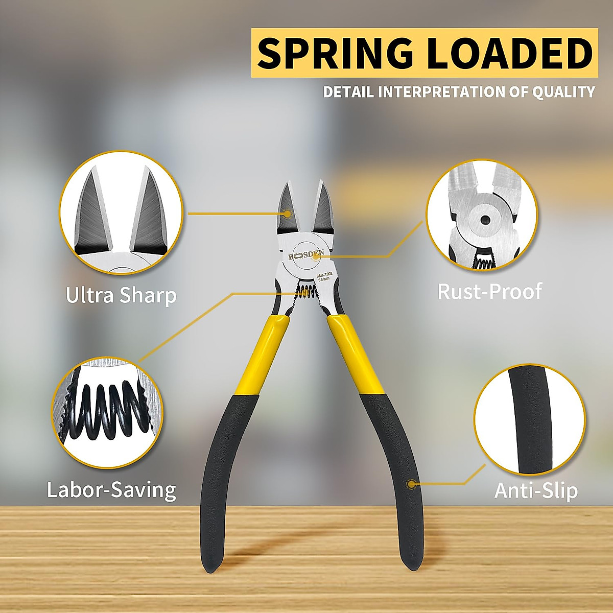 BOOSDEN Wire Cutters 2 Pack,6 inch Side Cutters, Flush Cutters, Ultra Sharp Precision Spring Loaded Cutting Pliers, Small Wire Cutters,Dikes Wire Cutters for Jewelry Making/Artificial Flowers/Crafting