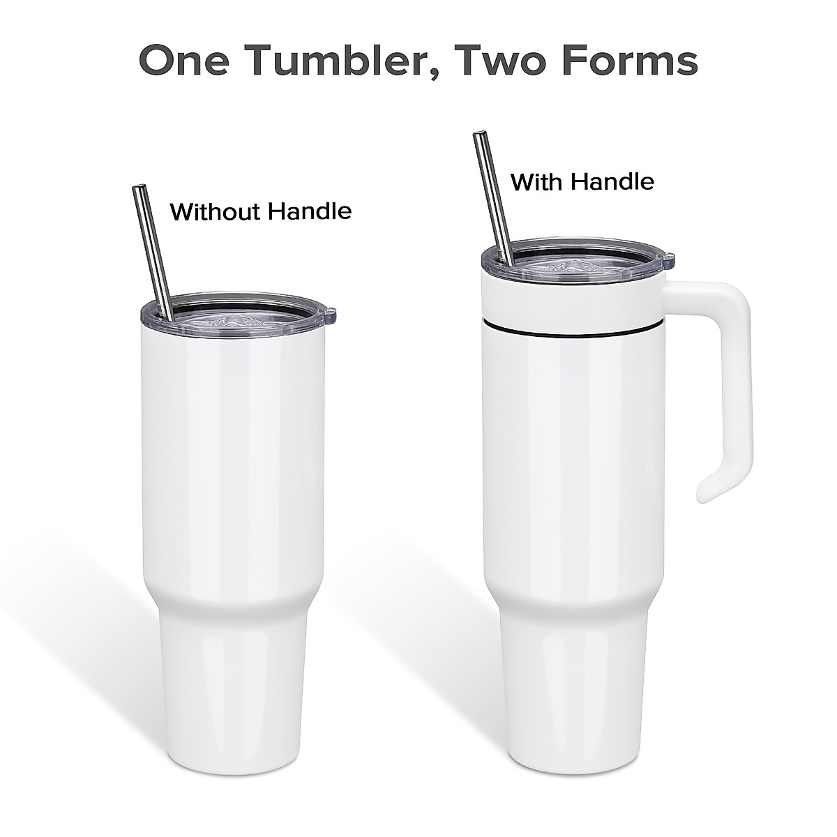 FASTSUB Glitter 40 OZ Sublimation Tumbler with Handle 6 Pack and Glossy 40 OZ Sublimation Tumbler with White Handle 6 Pack