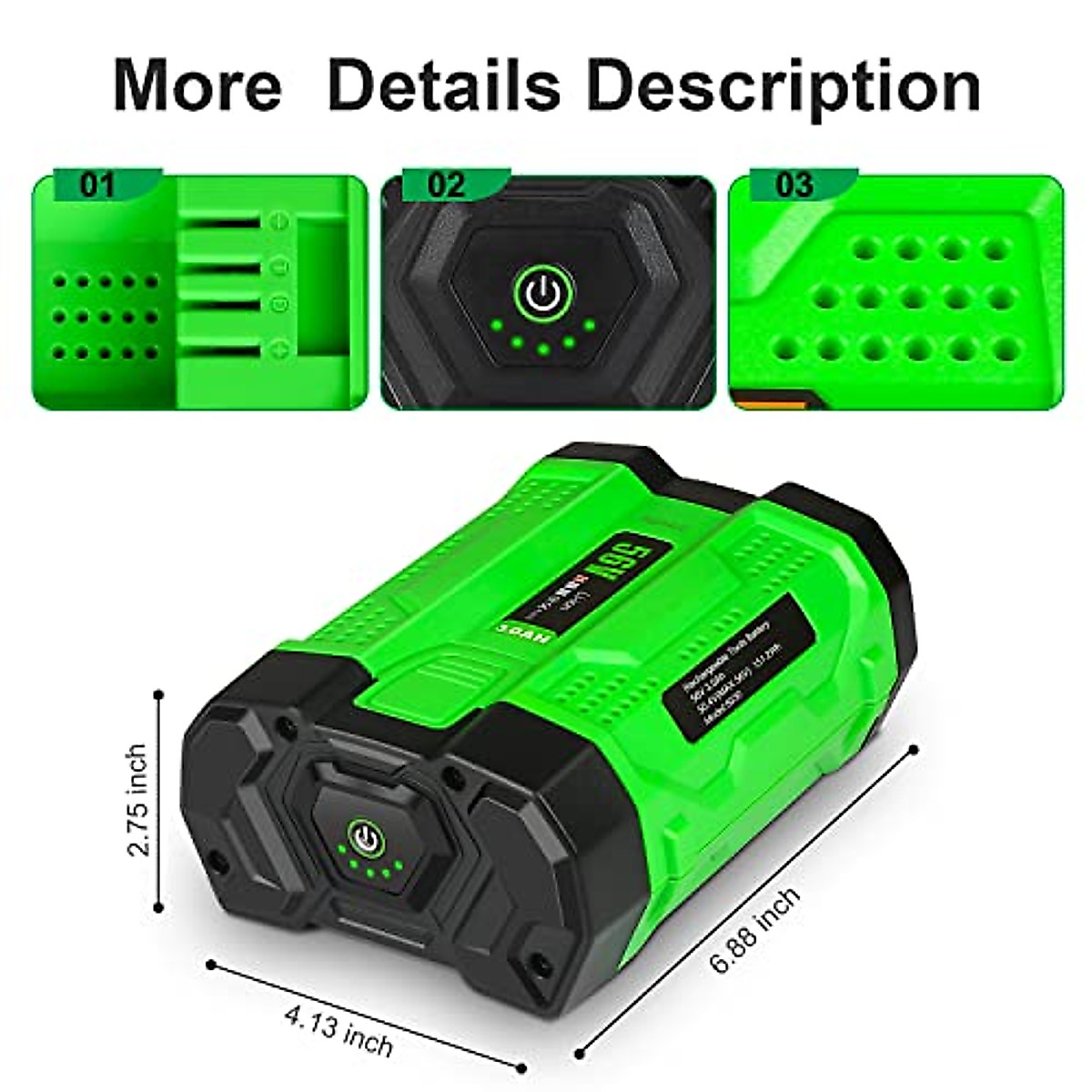 56V 3000mAh Battery Rechargeable for EGO 56V BA2800 BA4200 BA1400, 3.0Ah Lithium Ion Battery Compatible with All Power 56V CS1604 CS1804 CS1403 HT2400 LB6504 LB5804 LB6500 LB4800 PH1400 Tools