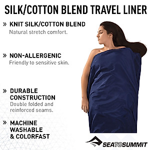 Sea to Summit Silk-Cotton Blend Travel and Sleeping Bag Liner, Rectangular - Long (82x36 inches)