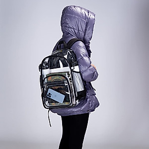 Clear Backpack, Heavy Duty Transparent See Through Bag, Waterproof Rucksack for Women Men Girls Boys to School College Security Travel Hiking Stadium Sports