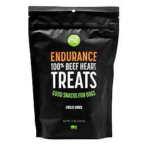 Get Joy Freeze Dried Superfood 100% Beef Heart Dog Treats, 4 Ounce Bag, Single Ingredient Organ Meat, High Protein, Heart Health, Energy, Muscle Repair, Grain Free & Gluten Free, Made in USA